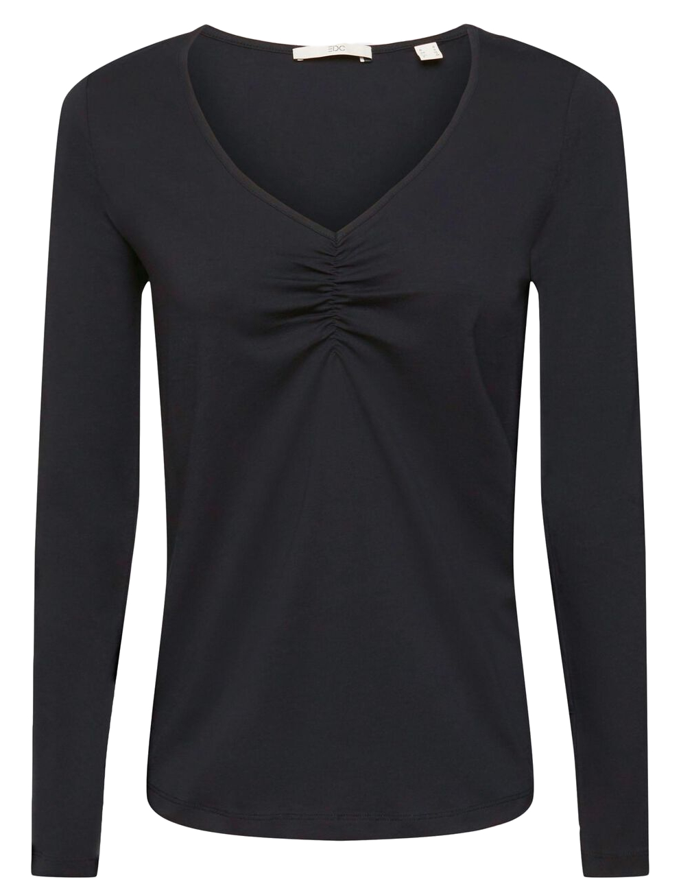 TOP DE MANGA LARGA CON CUELLO PICO Y FRUNCIDO MUJER ESPRIT